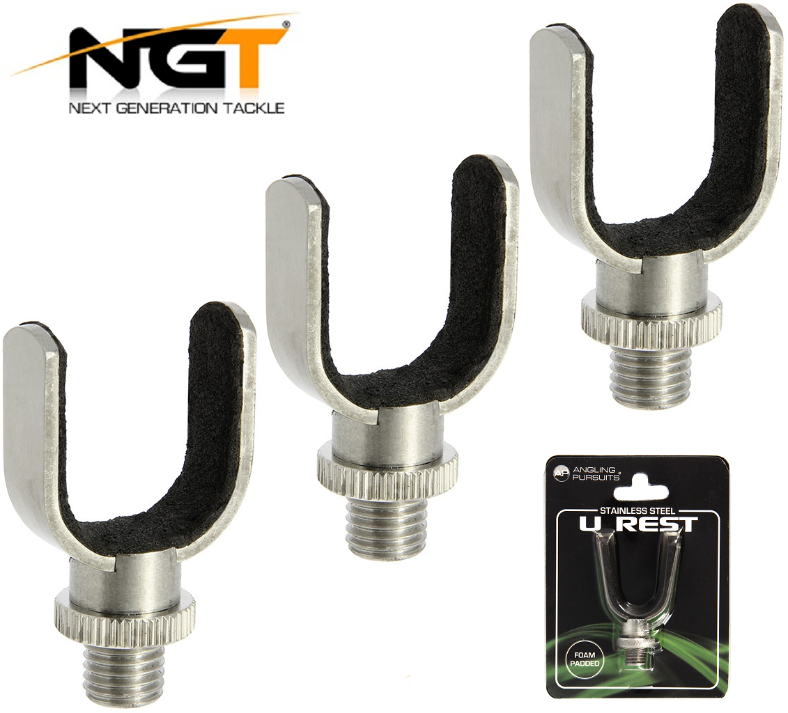 3 x Stainless Steel U Rest NGT Carp Fishing Tackle Butt Grip Rod Rest ...