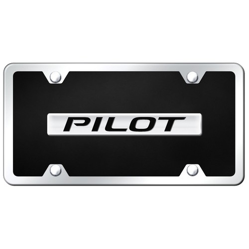 Honda Pilot Name Chrome on Black Acrylic License Plate Kit | Genuine ...