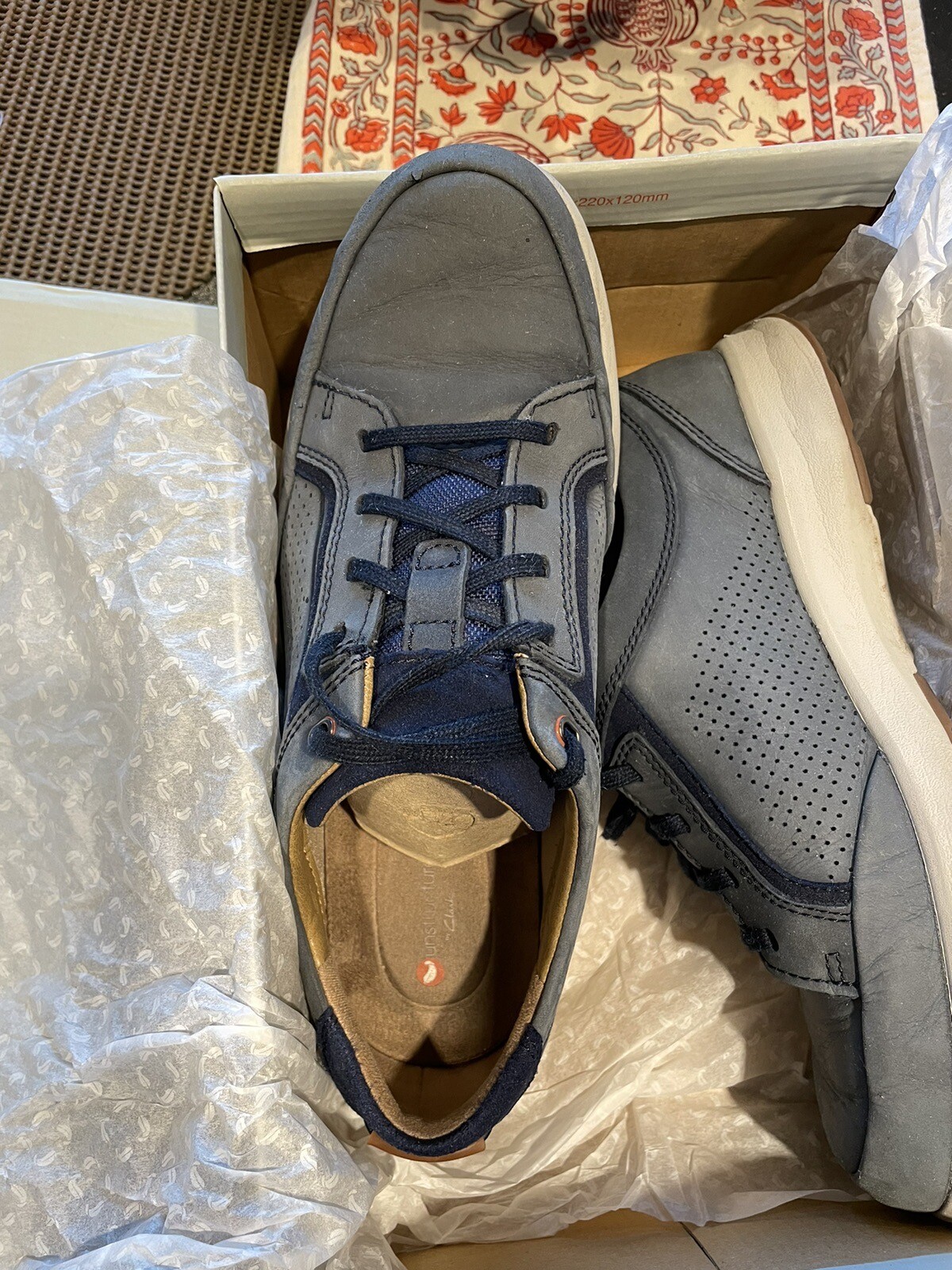 Clarks Mens Un Trail Form Sneaker Navy Nubuck 8 M (Go… - Gem