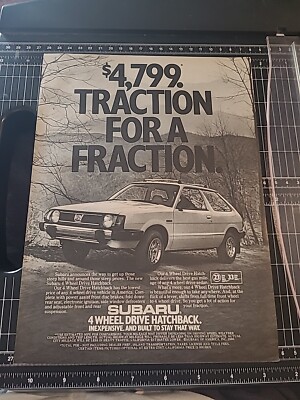 Subaru 4 Wheel Drive Hackback Print Ad 1980 8x11 Vintage Great To Frame ...