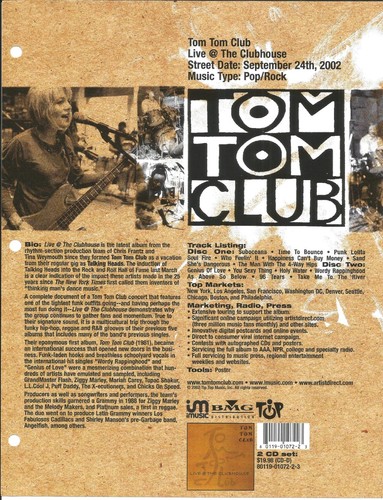 Talking Heads TOM TOM CLUB Rare 2002 PROMO TRADE AD Poster 4 Live CD ...