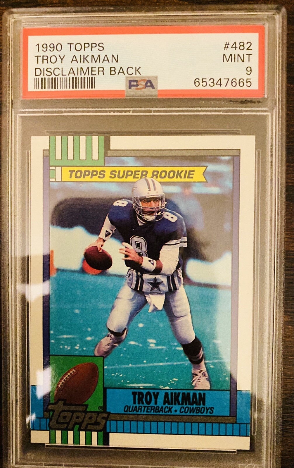 1990 Topps Troy Aikman #482 Super Rookie PSA 9 Mint Dallas Cowboys RC ...