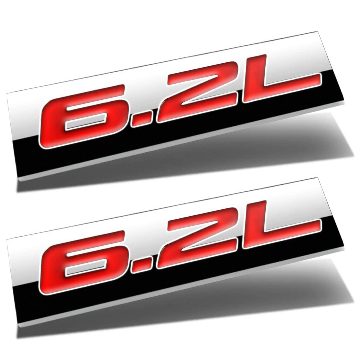 2x Chrome Finish Metal Emblem 6.2L Badge Logo (Red Letter) | eBay