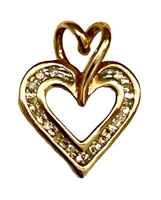10K Yellow Gold Abraham David Loewenstark Diamond Heart Pendant 1.15 ...