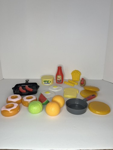 Kitchen Toy Play Food Plastic Pans Pretend Cooking Toddler Food Lot 24 ...