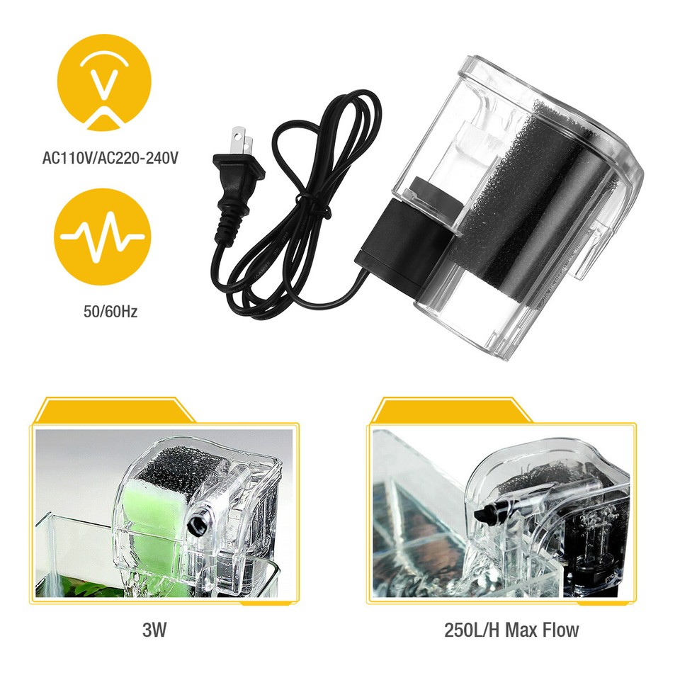 Mini Aquarium Fish Tank Waterfall Hang On External Oxygen Pump Water ...