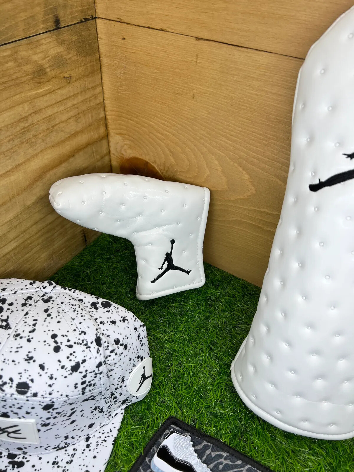 Air Jordan Golf Head Cover Leather 13's White Handmade Upcycled | eBay