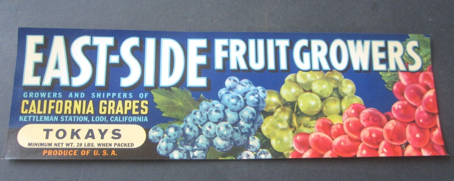 Old Vintage 1940's - EAST-SIDE Fruit Growers - Grape Crate LABEL - Lodi ...