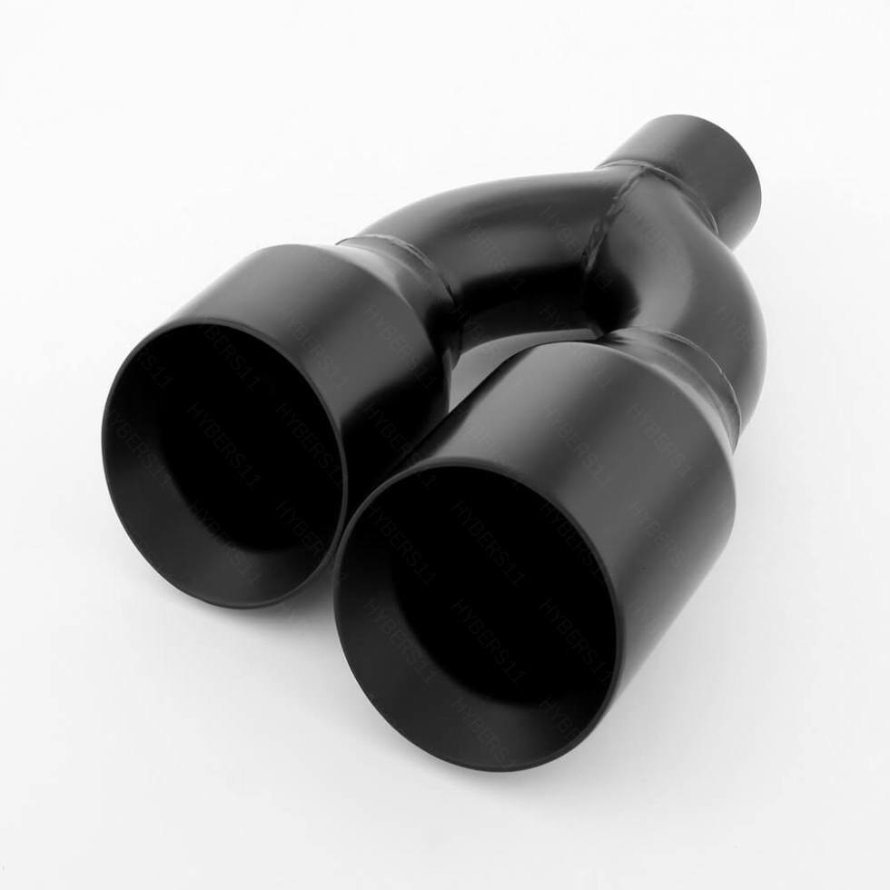 Pair All Black 2.5" Inlet Quad 4" Outlet Dual Wall Stainless Steel ...