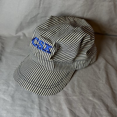 Vintage CSX Train Conductor Hat Cap One Size Made By Helinger Striped ...