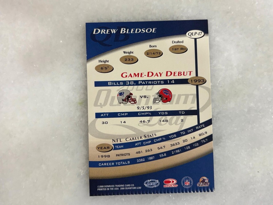 Drew Beldsoe 2000 Quantum Leaf Previews New England Patriots #QLP47 E56 ...