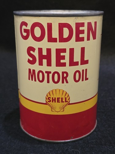Vintage Golden Shell Motor Oil Quart Can Metal SAE 20- Empty- NICE ...