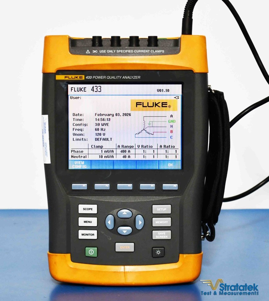 Fluke 433 Three-Phase Power Quality Analyzer NIST Calibrated | eBay