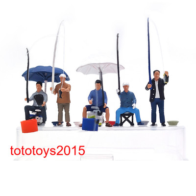 1/87 Outdoor Fishing Man Tent Scene Prop Miniature HO scale Figure Doll ...