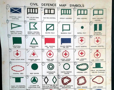 Civil Defence Map Symbols Poster Cartography Reading Information 60s ...