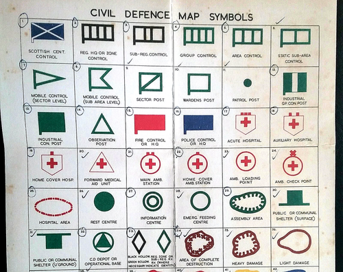 Civil Defence Map Symbols Poster Cartography Reading Information 60s ...