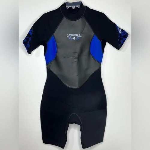 XCEL Expedition Black Blue Floral Short Sleeve Boy Short Wetsuit Women ...