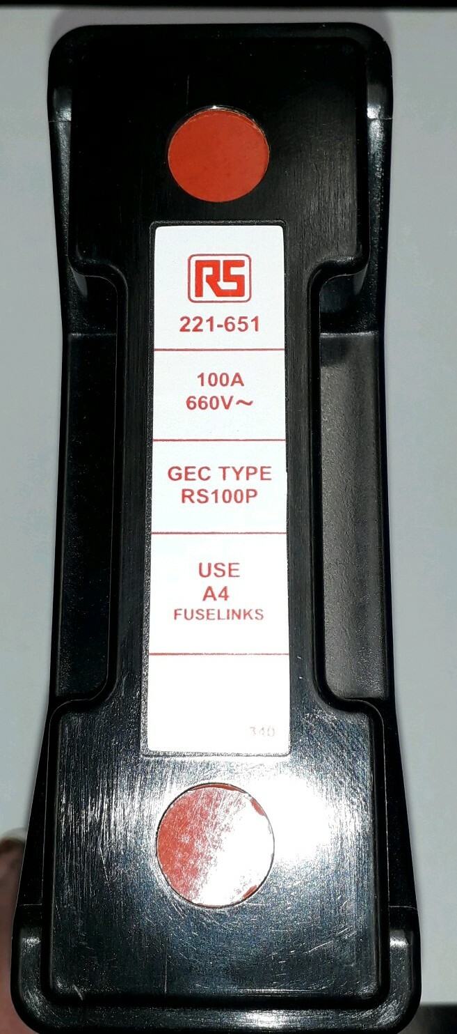 GEC 100A RED SPOT FUSE HOLDER AND BASE, RS100 RED SPOT FUSE CARRIER ...