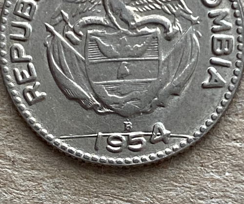 Colombia, 10 Centavos, 1954, KM#212, Error - Major Die Break | eBay