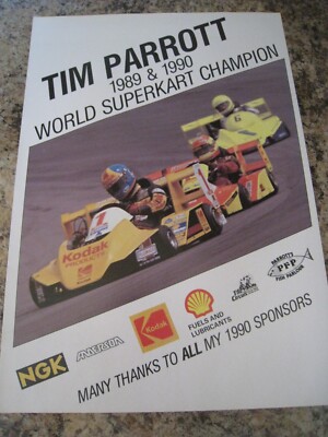 TIM PARROTT WORLD SUPERKART CHAMPION 1989 1990 ADVERT A4 FILE 47 | eBay