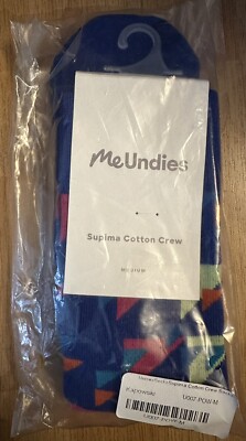 MeUndies Unisex Kapowski Supima Cotton Crew Socks Medium Blue With ...