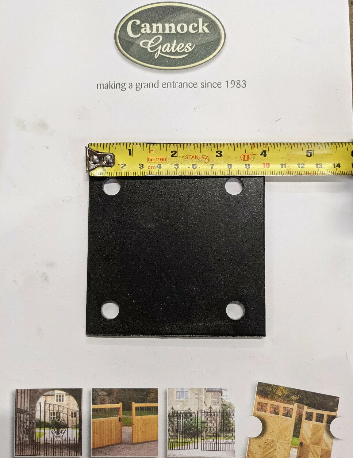 4" (100mm) & 6" (150mm) square metal base plate with 10mm holes (2 Pack ...
