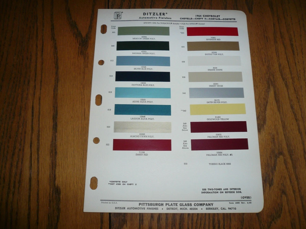 1964 Chevrolet Paint Colors