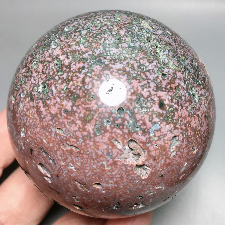491g NATURAL the 8vein pink ocean jasper sphere QUARTZ CRYSTAL ball ...