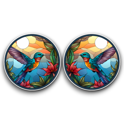 2x Small Hummingbird Stained Glass Effect Vibrant Vinyl Sticker Decal ...