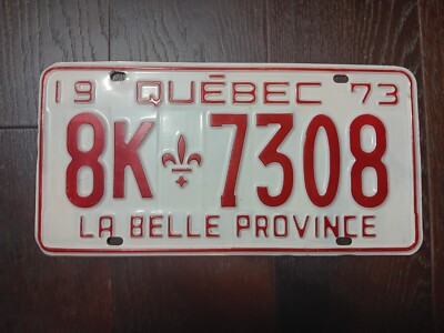 1973 Quebec License Plate - La Belle Province 8K 7308 | eBay