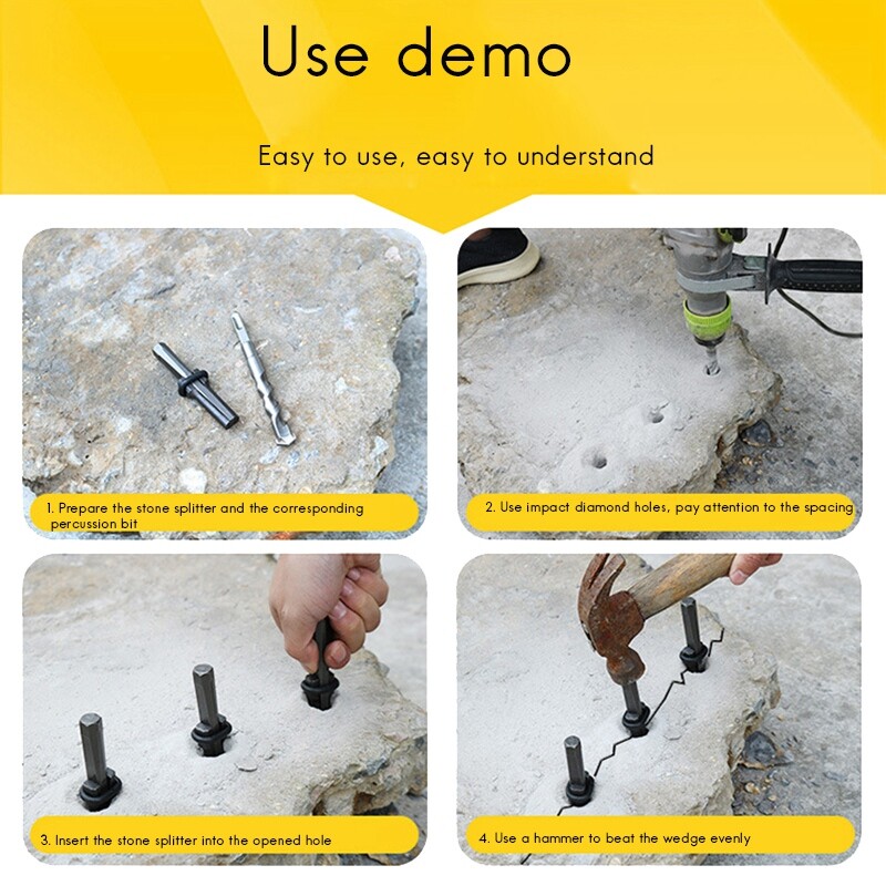 7 Set 5/8Inch Plug Wedges Feather Shims Concrete Rock Stone Splitter ...