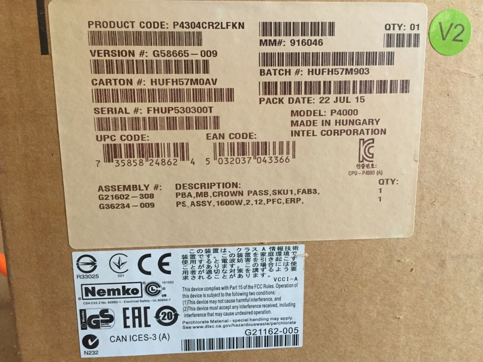 INTEL SERVER CHASSIS WORKSTATION SYSTEM P4000 P4304CR2LFKN | eBay