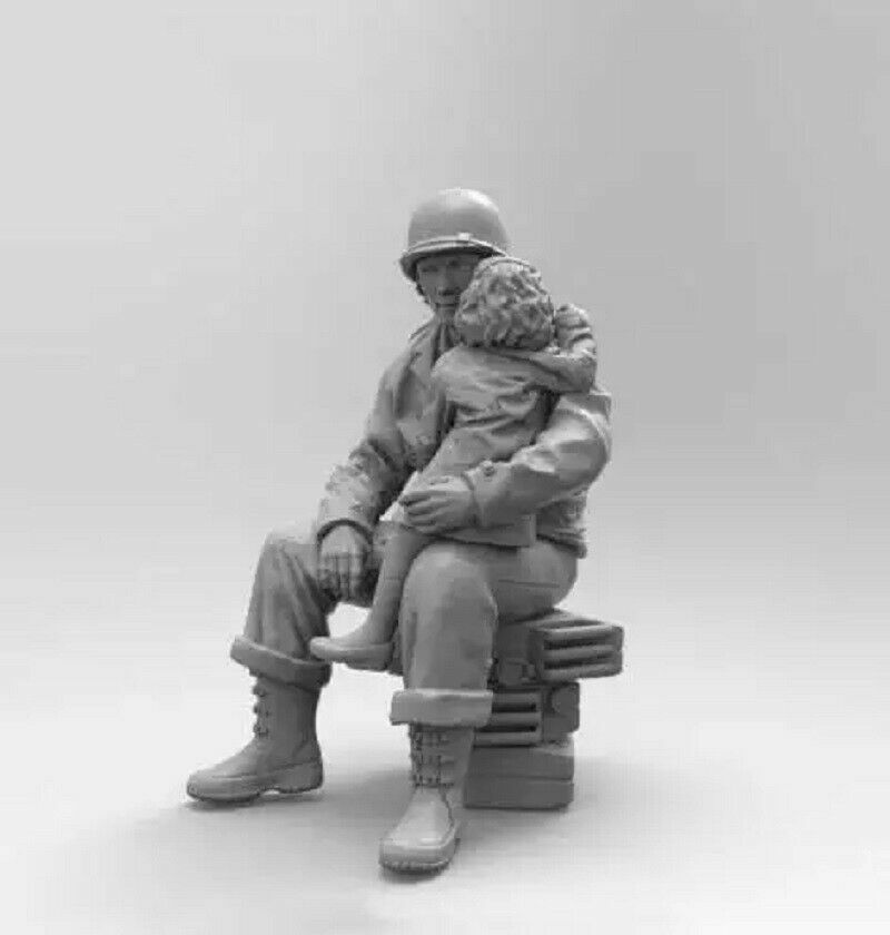 1/16 Resin Figure Model Kit Girl Kisses US Soldier WWII WW2 Unpainted ...