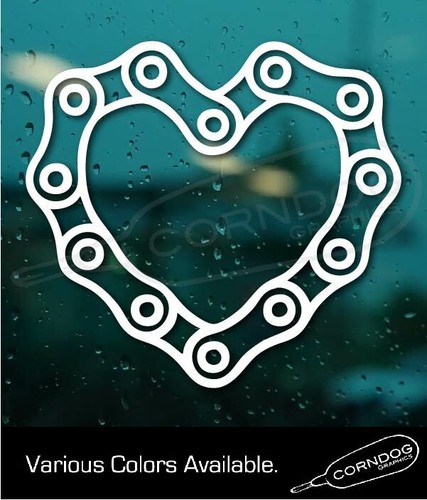Bike Chain Heart Decal STICKER VINYL DECAL CYCLING ROADIE MOUNTAIN ...