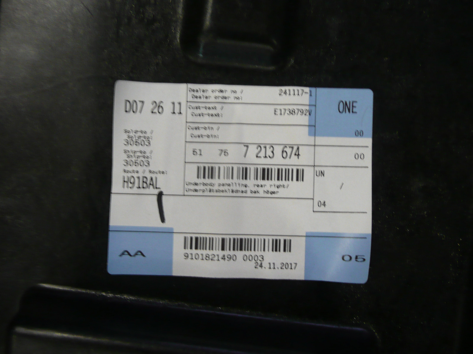 NEW GENUINE BMW X3 F25 X4 F26 UNDERBODY PANELING REAR RIGHT 51757213674 ...