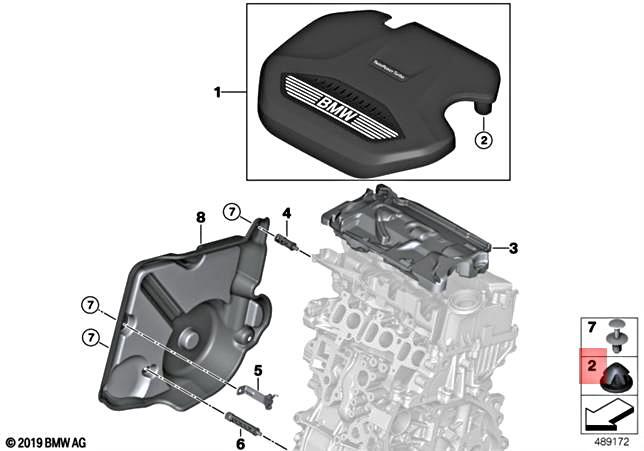 BMW OEM 14-18 X5 3.0L Engine Appearance Cover-Engine Cover Insulator ...