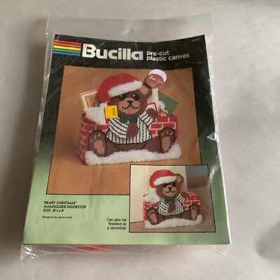 Vtg Bucilla Tissue Box Cover Beary Christmas Kit Doorstop Mailholder ...