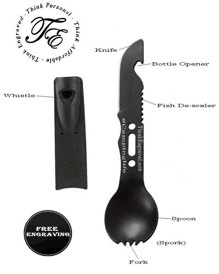 Personalized Camping Spork and Knife 6 in 1 Survival Multi Tool | eBay