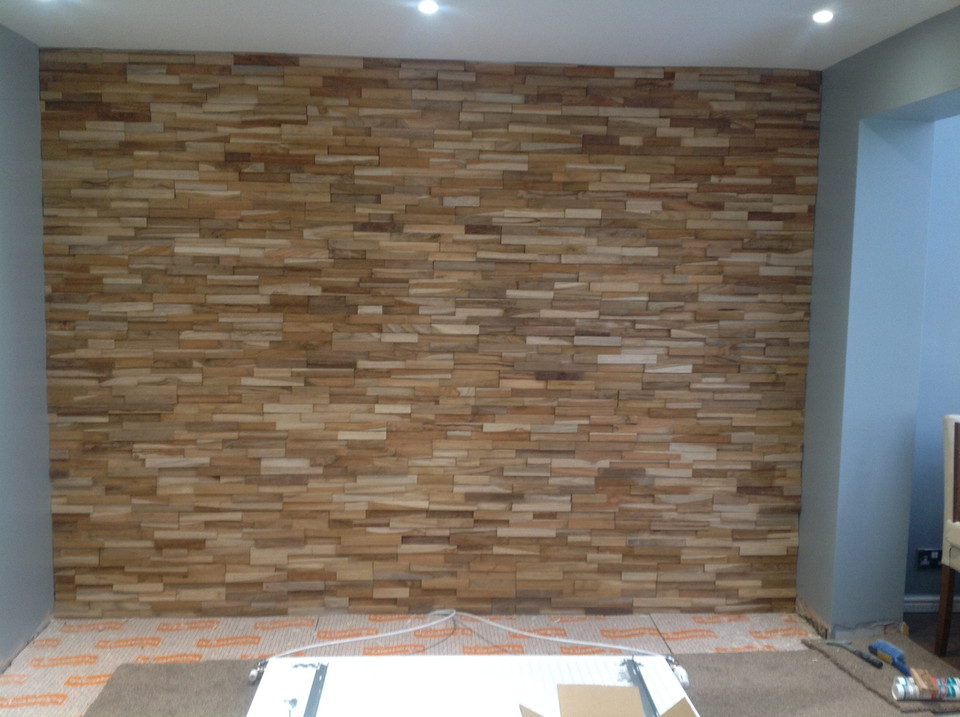 Wooden Teak Splitface 3D Cladding SAMPLE (approx 10x10cm off-cut ...