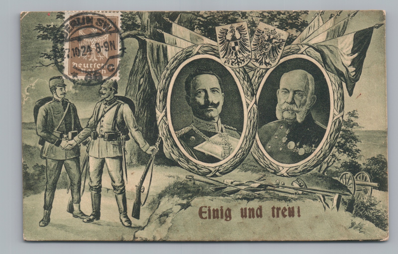 “Einig und Treu—United!!” Patriotic German Antique Kaiser Flags AK ...