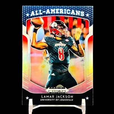 LAMAR JACKSON SILVER PRIZM REFRACTOR CARD JERSEY #8 LOUISVILE RAVENS SP ...