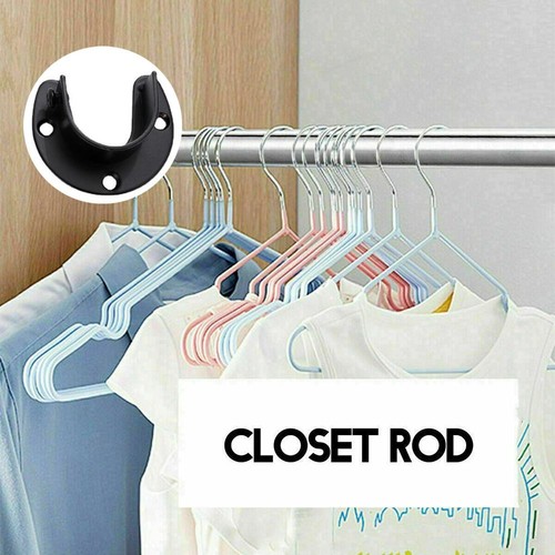 Flange Seat Socket Clothes Rail Bracket Hanging Rod End Support Closet ...