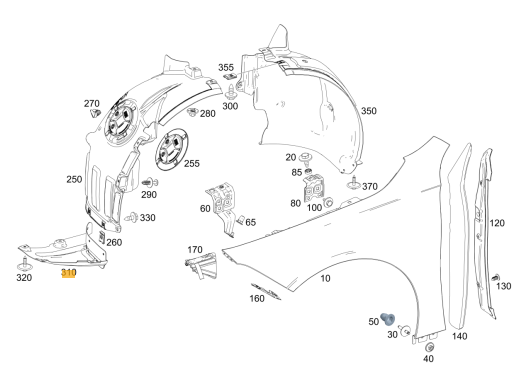 NEU MERCEDES-BENZ A W177 VORNE LINKS INNENKOTFLÜGEL EXTENSION ...