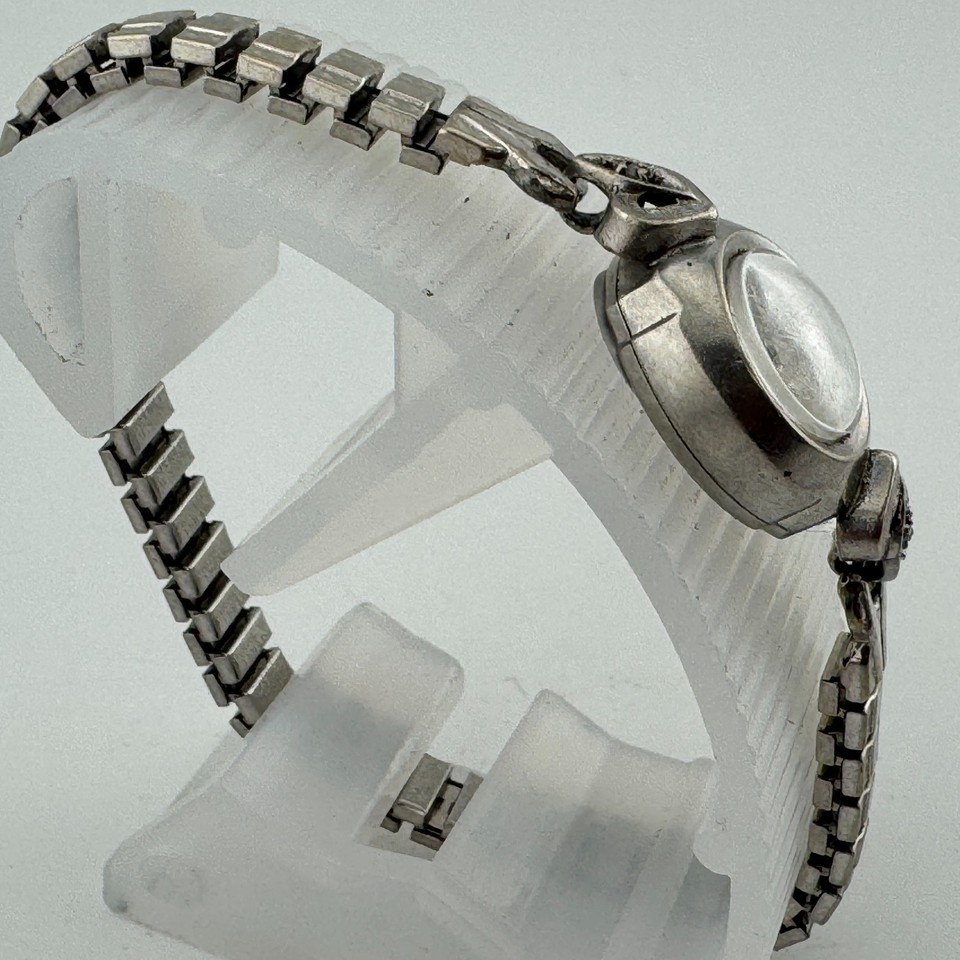 VTG Timex Hand-Winding Cocktail Watch Women Genuine Diamonds Silver ...