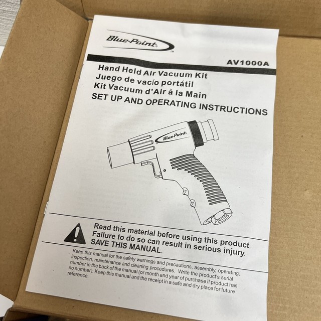 Blue Point Hand Held Air Vacuum Kit Model AV1000A for sale online | eBay