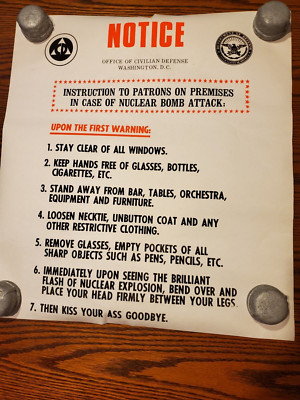 Vintage Poster Civilian Defense "In Case of Nuclear Bomb" Instructions ...
