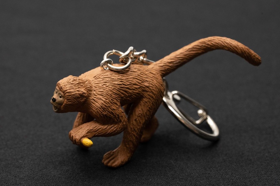 Capuchin Monkey Keychain Charm Key Ring Monkey Primate Braun Banana ...
