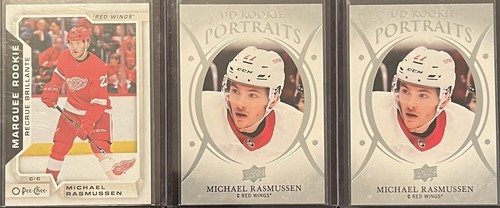(3) 2018-19 UPPER DECK MICHAEL RASMUSSEN ROOKIE RC O-PEE-CHEE PORTRAITS ...