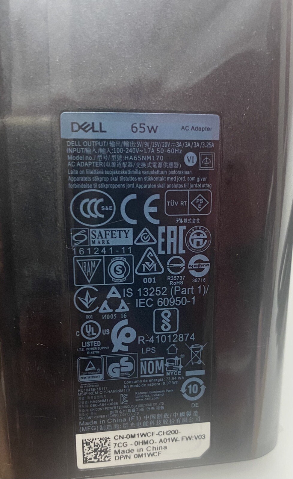 OEM DELL AC ADAPTER 65W 19.5V HA65NM130 CN-OFPC2Y-CH200 Dell Latitude ...