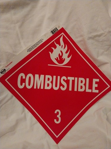 3 COMBUSTIBLE Sticker Sign Decal 10 3/4 X 10 3/4" Red White Man Cave TV ...